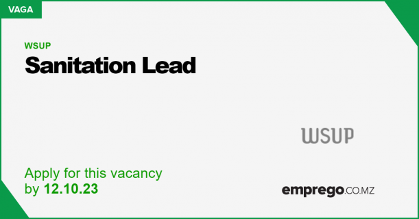 WSUP: Sanitation Lead, Maputo - emprego.co.mz